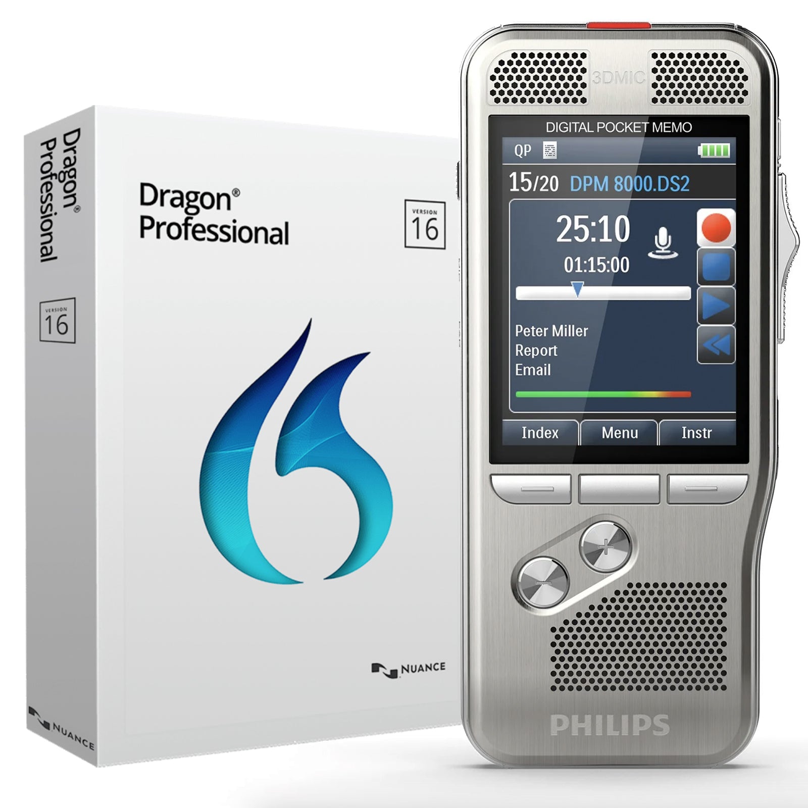 Philips DPM8000 Digital PocketMemo with Dragon Professional V16 Softwa ...