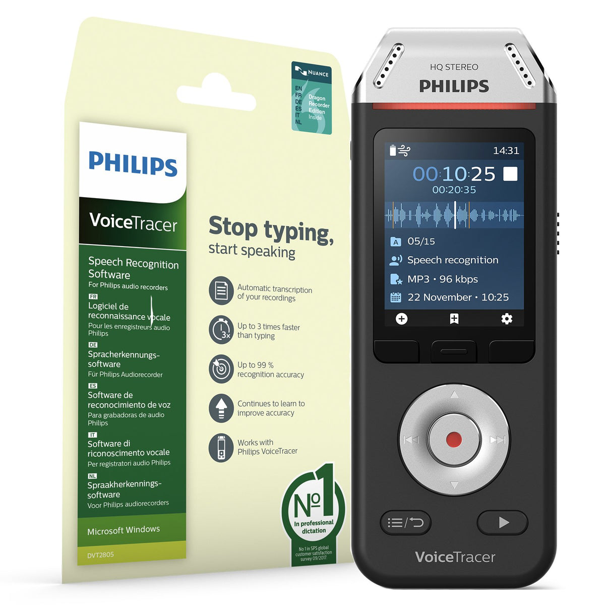 Philips DVT2810 VoiceTracer Recorder & Speech Recognition Set– Speak-IT ...